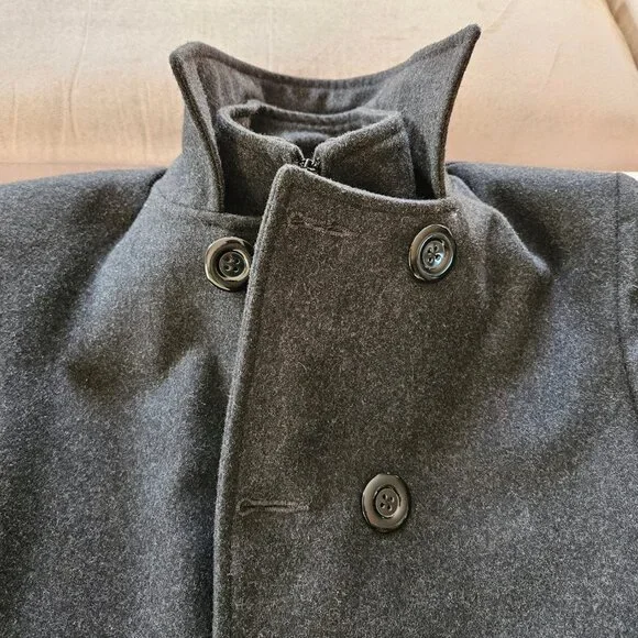 Men's Double Breasted Slim 100% Wool Peacoat
